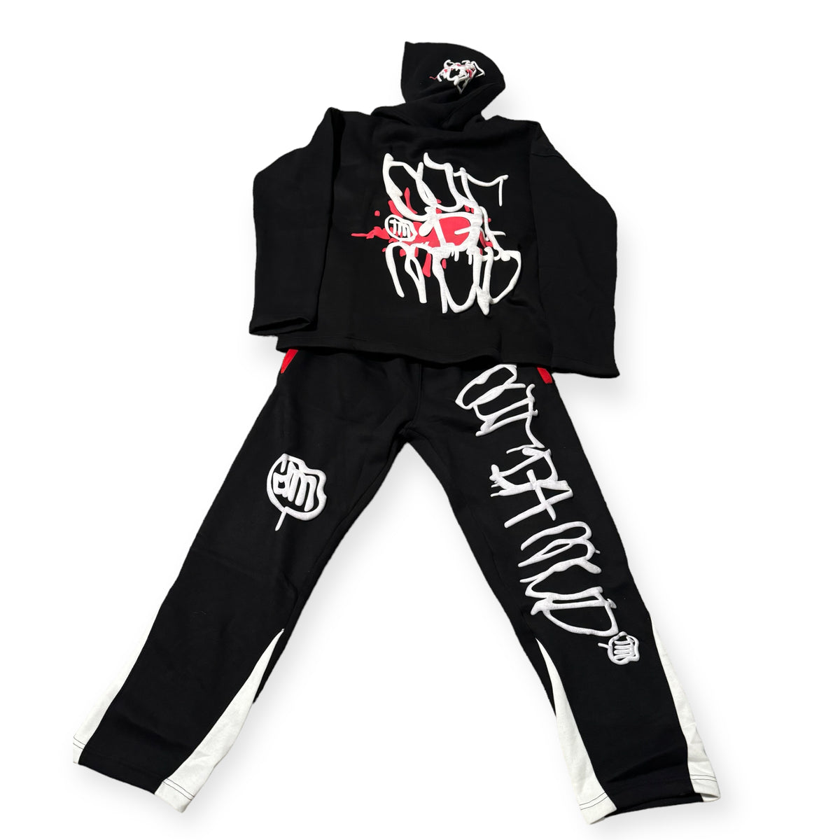 BLACK FLARED/CROPPED SWEAT SUIT – out da mud clothing co.